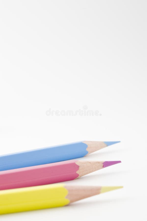 Three color pencils stock photo. Image of instruments - 23738972