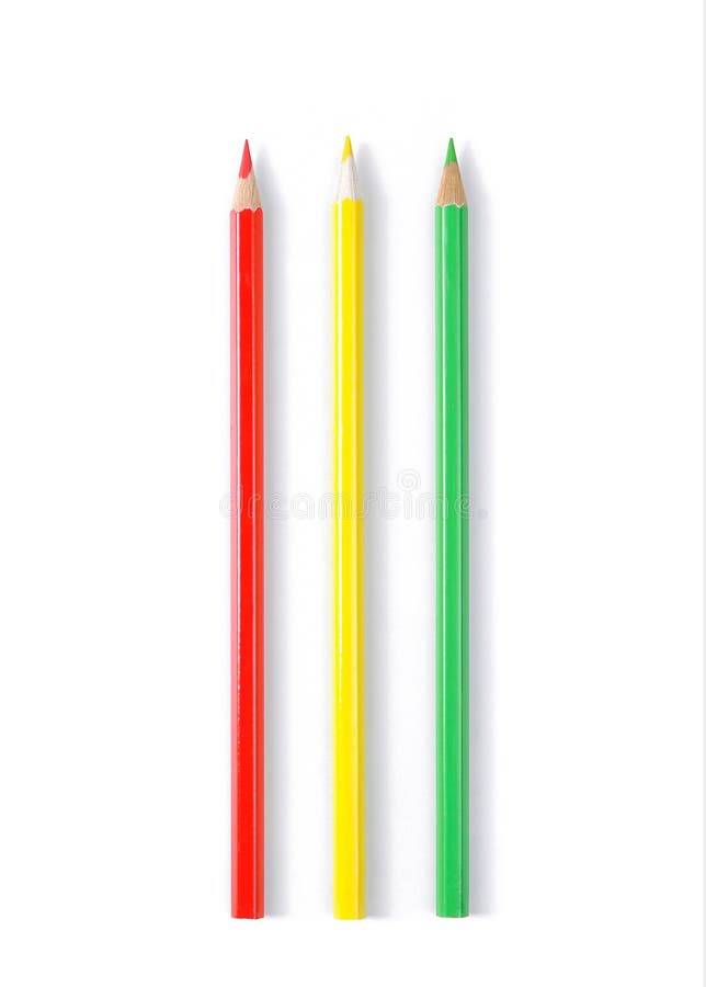 Three Color Pencils Isolated on White Stock Photo - Image of three ...