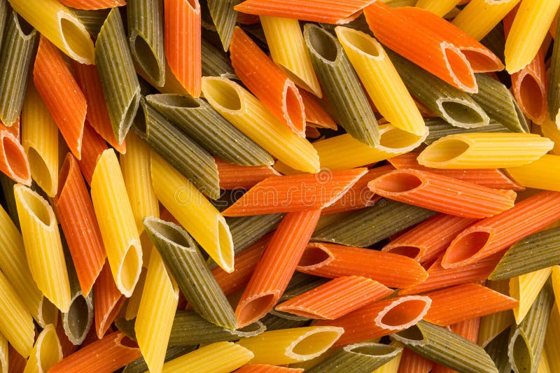 Three color penne pasta stock image. Image of uncooked - 281636953