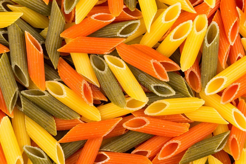 Three color penne pasta stock image. Image of macaroni - 273147369