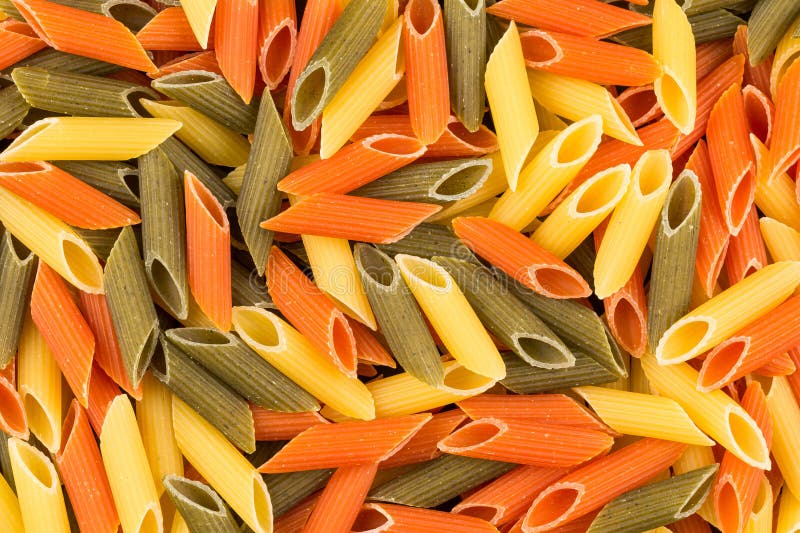 Tri-color penne pasta stock photo. Image of closeup, variation - 61558244