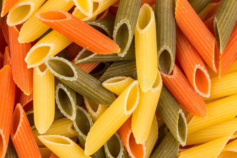 Three color penne pasta stock image. Image of uncooked - 281636953