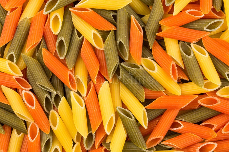 Three color penne pasta stock image. Image of uncooked - 281636953