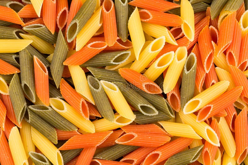 Three color penne pasta stock image. Image of uncooked - 281636953