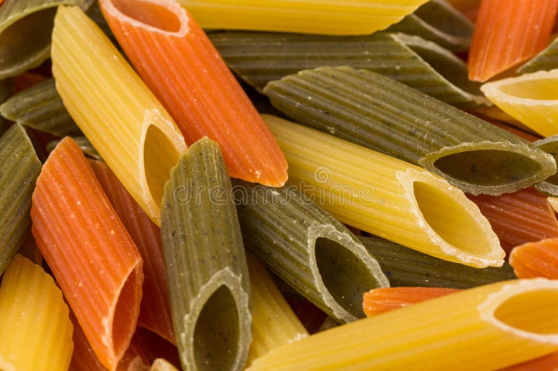 Three color penne pasta stock image. Image of colored - 281025203