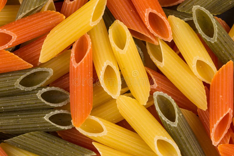 Three color penne pasta stock image. Image of colored - 284918301