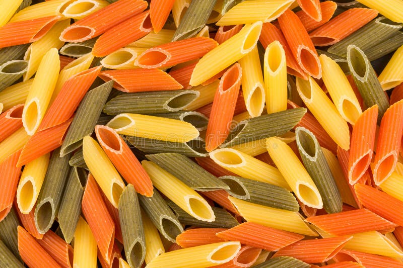 Three color penne pasta stock image. Image of italian - 296372791