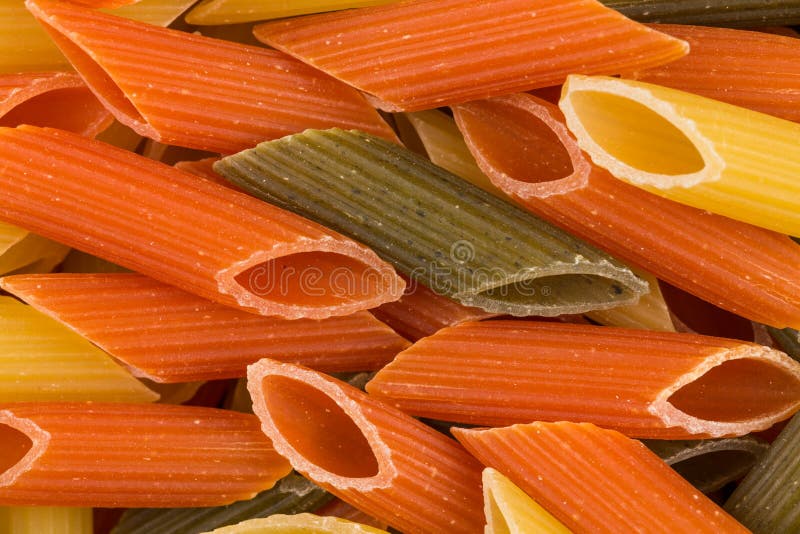 Three color penne pasta stock image. Image of food, spinach - 60671289