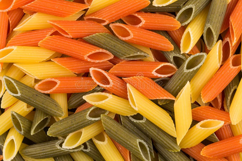 Three color penne pasta stock image. Image of uncooked - 281636953