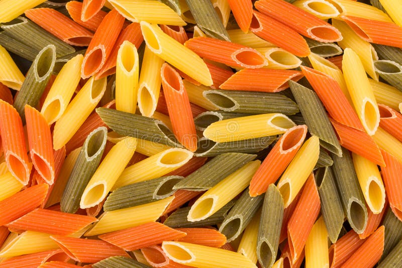 Three color penne pasta stock image. Image of uncooked - 281636953