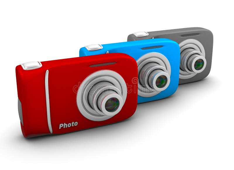 Three color photo camera stock illustration. Illustration of compact ...