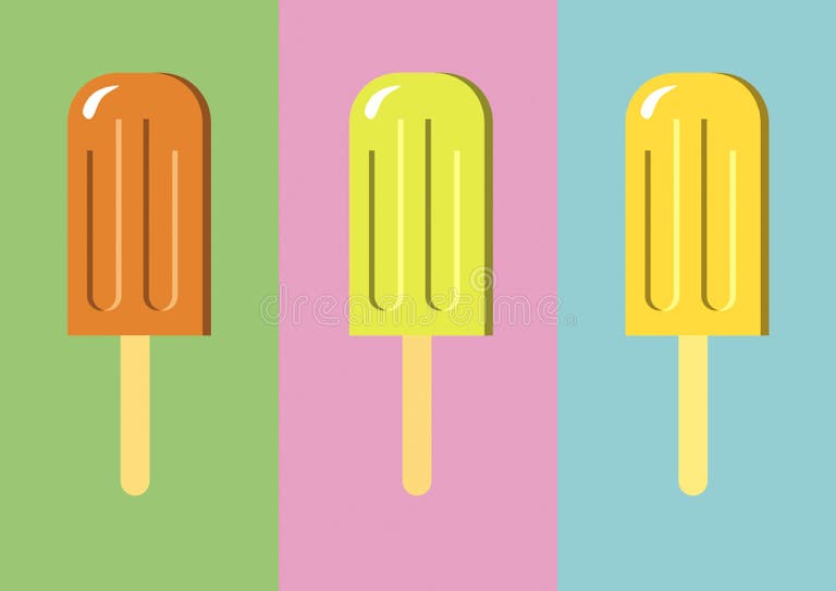 Three Color Popsicle Flat Illustration Set 1 Stock Illustration ...