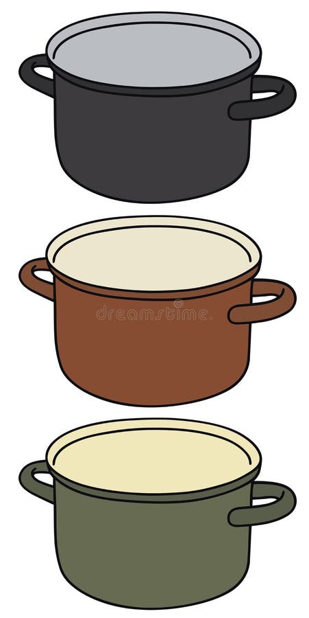 Three color pots stock vector. Illustration of dishes - 52553793