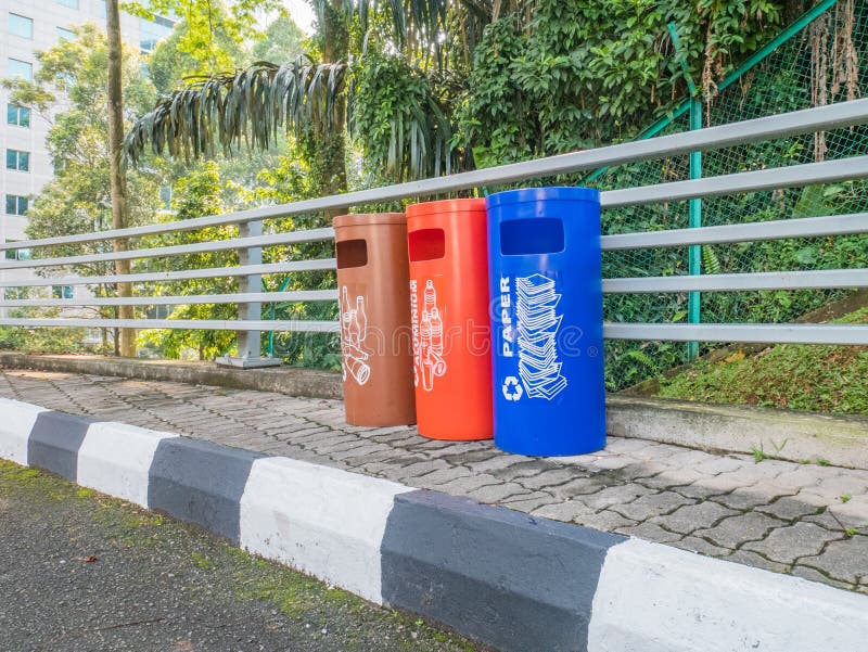 Trash Beside The Road Overflowing With A Lot Of Garbage Stock Photo ...