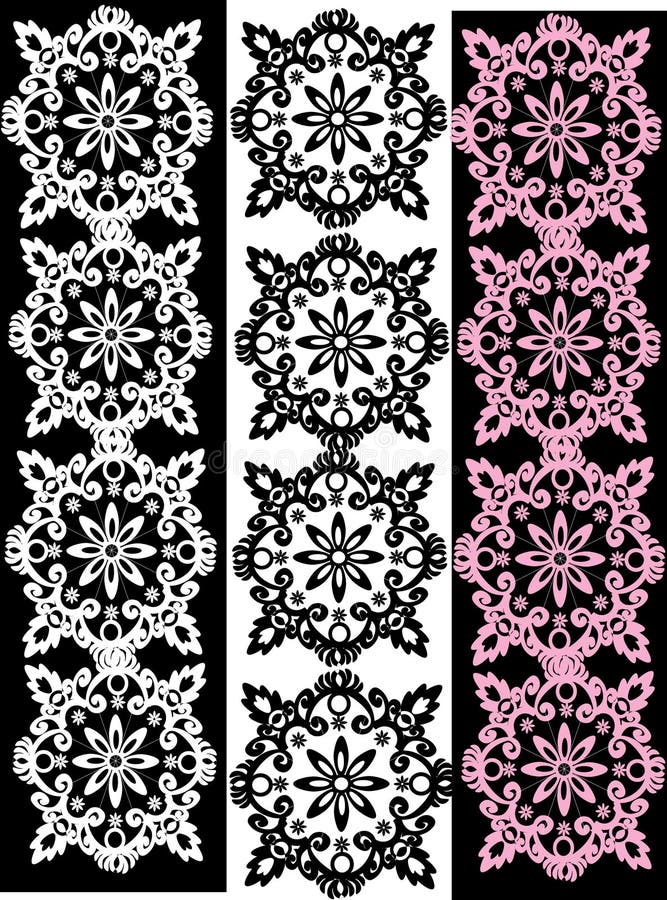 Three Color Vertical Ornamental Strip Stock Illustration - Illustration ...