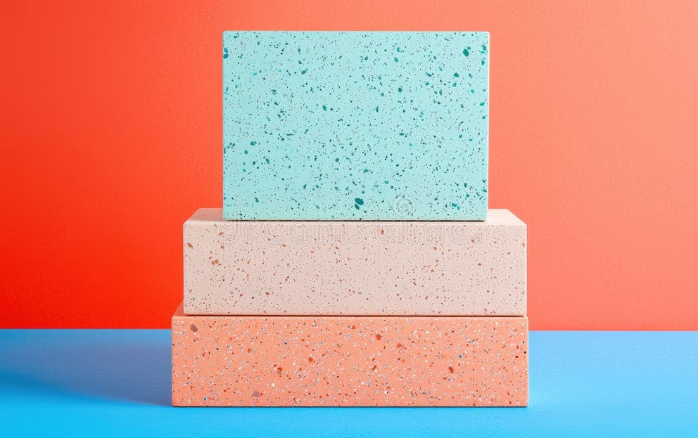 Three Colored Blocks are Stacked Vertically, Showcasing Different Hues ...