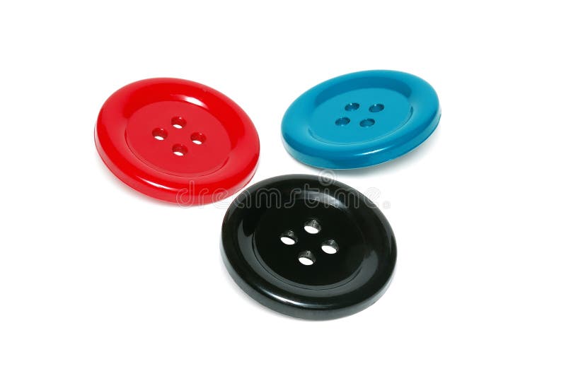 A square red button stock photo. Image of plastic, holes - 14285718
