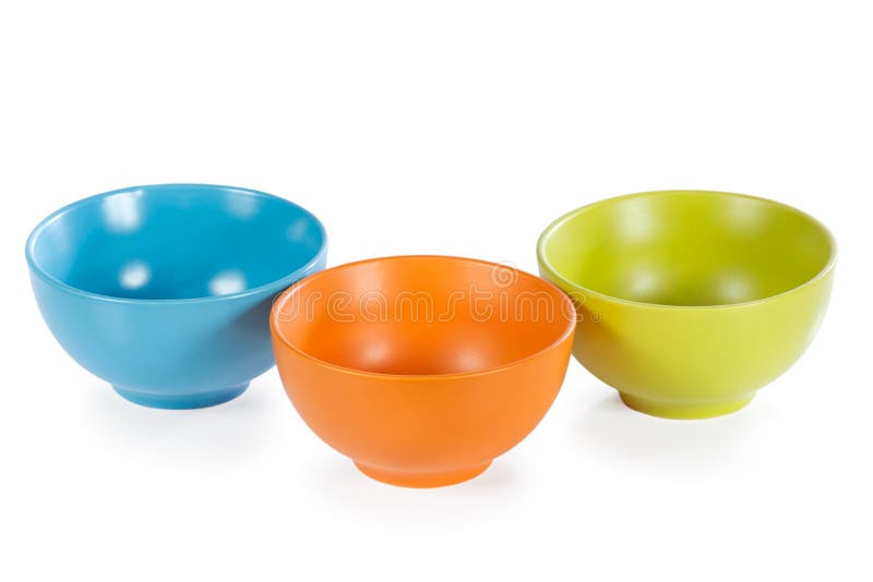 Three colored ceramic cups stock image. Image of clay - 22313275