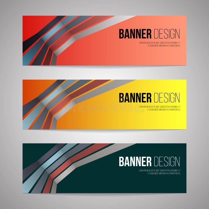 Three Colored Design Banners with Stripes. Vector Stock Vector ...