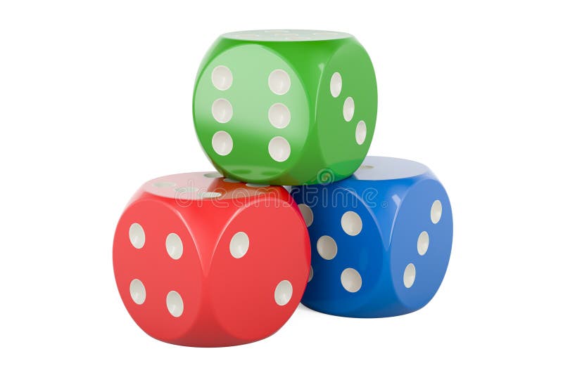 Three Colored Dice Isolated White Stock Illustrations – 112 Three ...