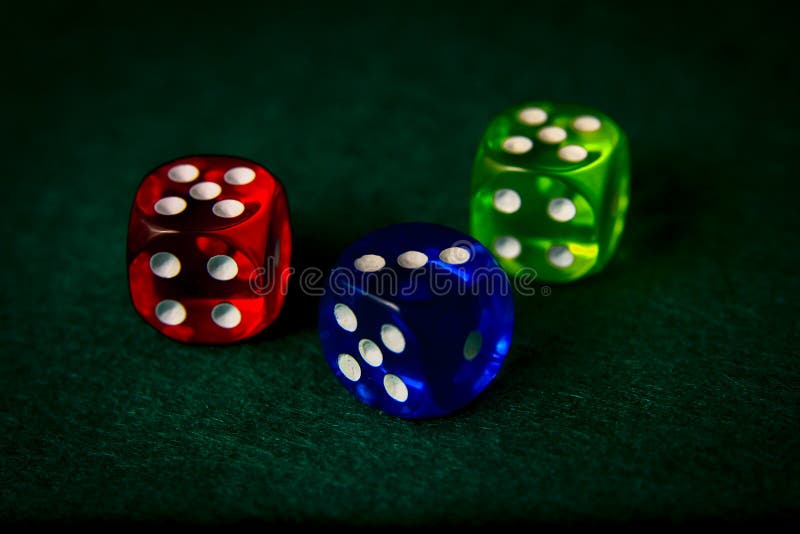 Three Colored Dice on a Green Mat Stock Image - Image of ballgame, pool ...