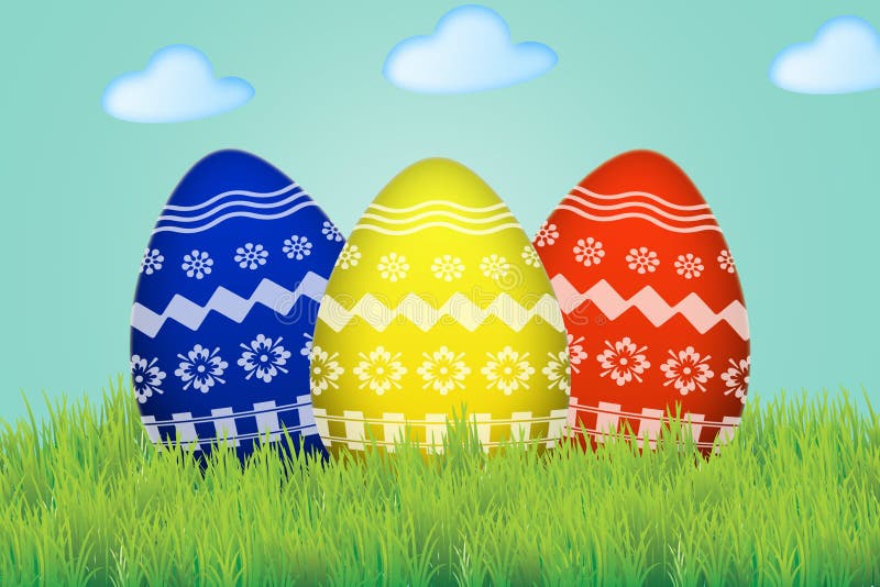 Easter eggs in the grass stock illustration. Illustration of objects ...