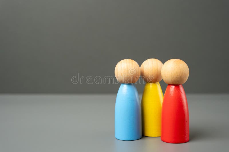 Three Colored Figures of People. Contact, Communication and Spending ...