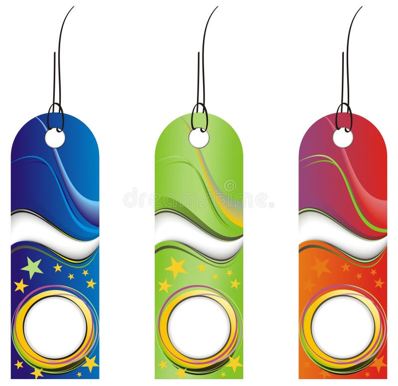 Three colored labels stock vector. Illustration of three - 7134525