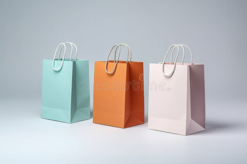 Three Colored Paper Bags Placed Together. Ideal for Various Uses Stock ...
