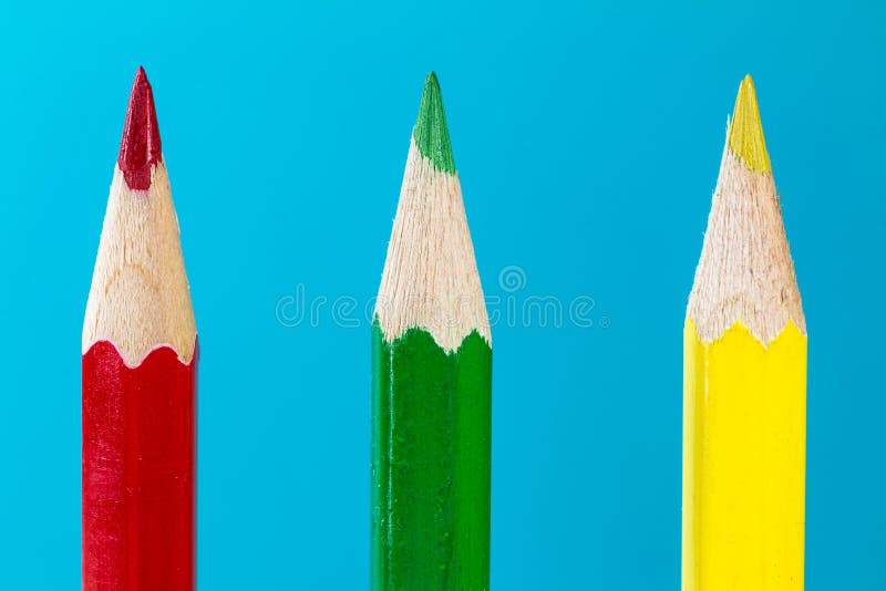 Three colored pencils stock image. Image of crayon, colorful - 89102247