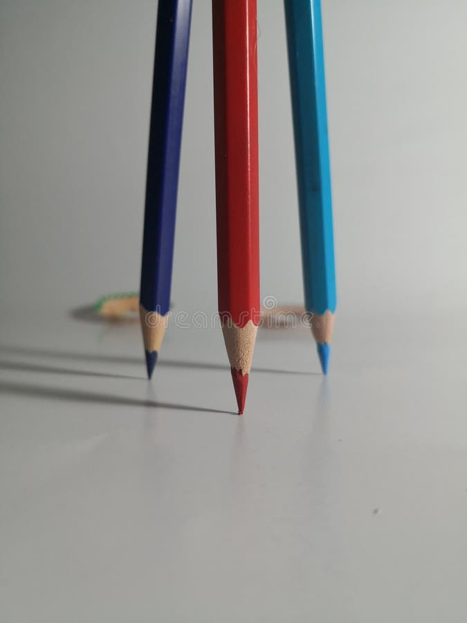 Three Colored Pencils with Three Shades Stock Photo - Image of pencils ...