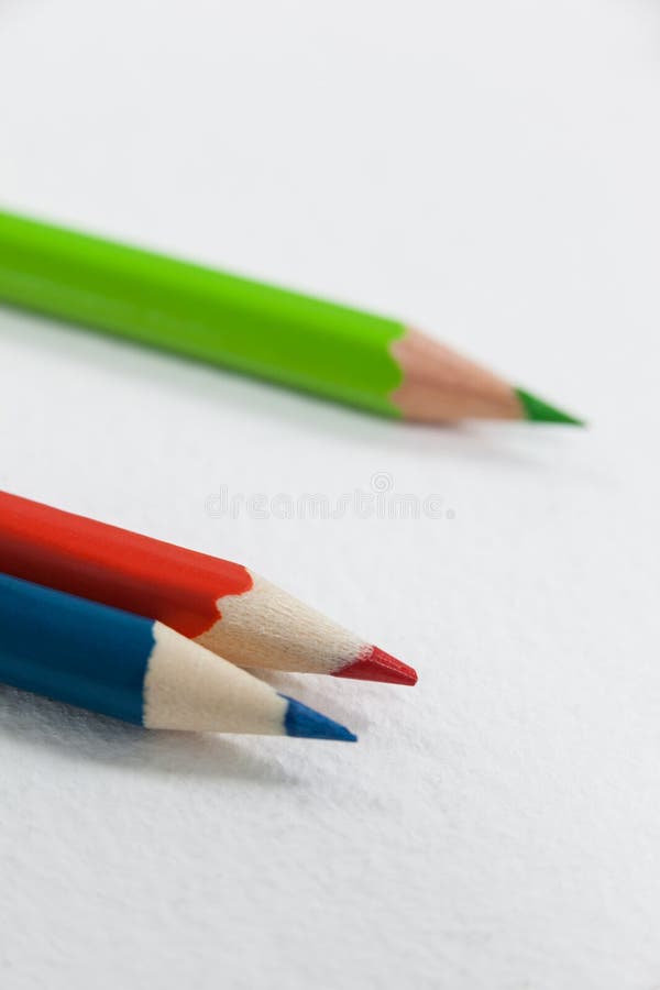 Three Colored Pencils on White Background Stock Image - Image of ...