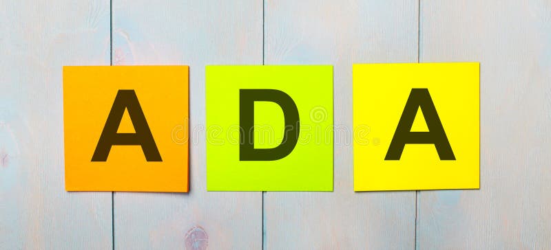 Three Colored Stickers with the Text ADA Americans with Disabilities ...