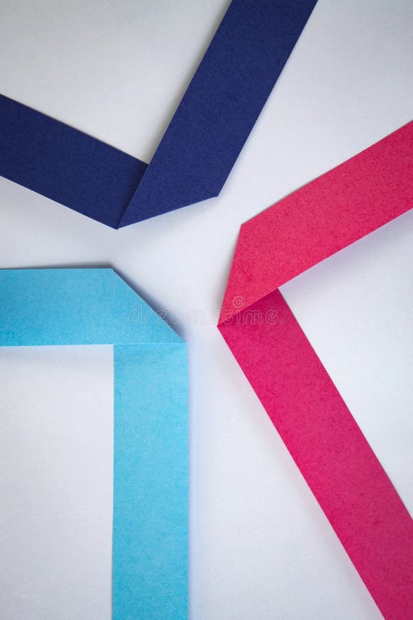 Three Colored Strips of Paper Stock Image - Image of angled, grid: 85072961