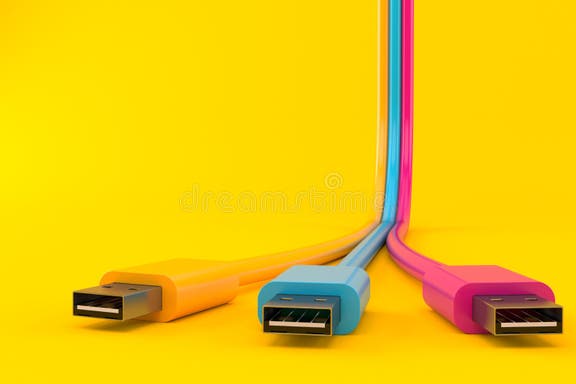 Three colored USB cables stock illustration. Illustration of ...