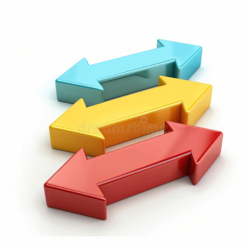 Three Dimensional Colorful Arrows Pointing Right, Progress and ...