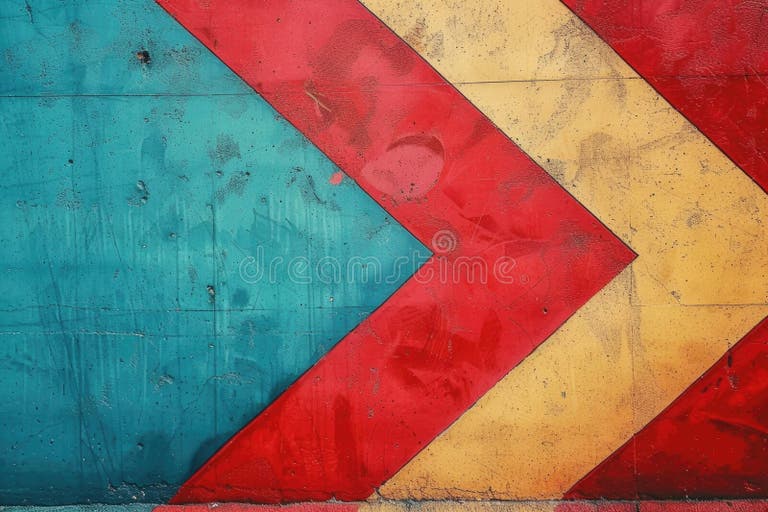 Three Colorful Arrows Painted on a Textured Wall Surface Stock Image ...