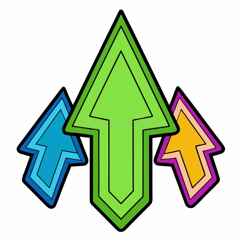 Three Colorful Arrows Point Upwards Stock Photo - Illustration of ...