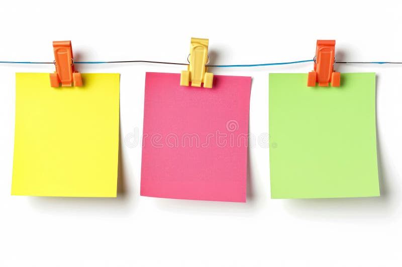 Three Colorful Attached Sticky Notes Isolated on White Background ...