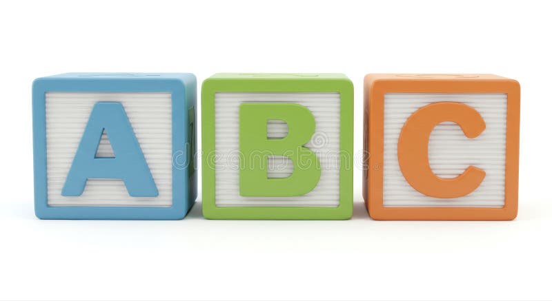 Three Colorful Blocks Displaying the Letters a, B, and C in a Row ...
