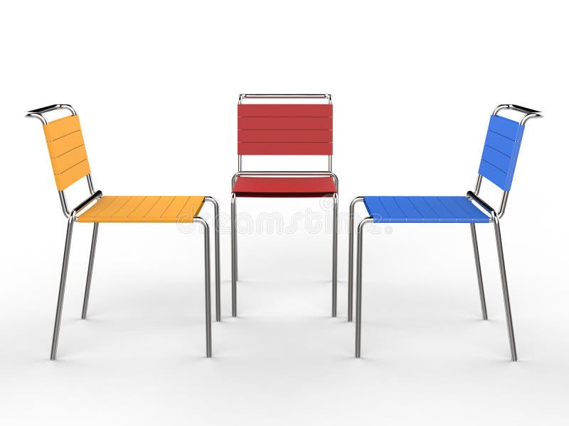 Three Colorful Chairs - Front View Stock Illustration - Illustration of ...