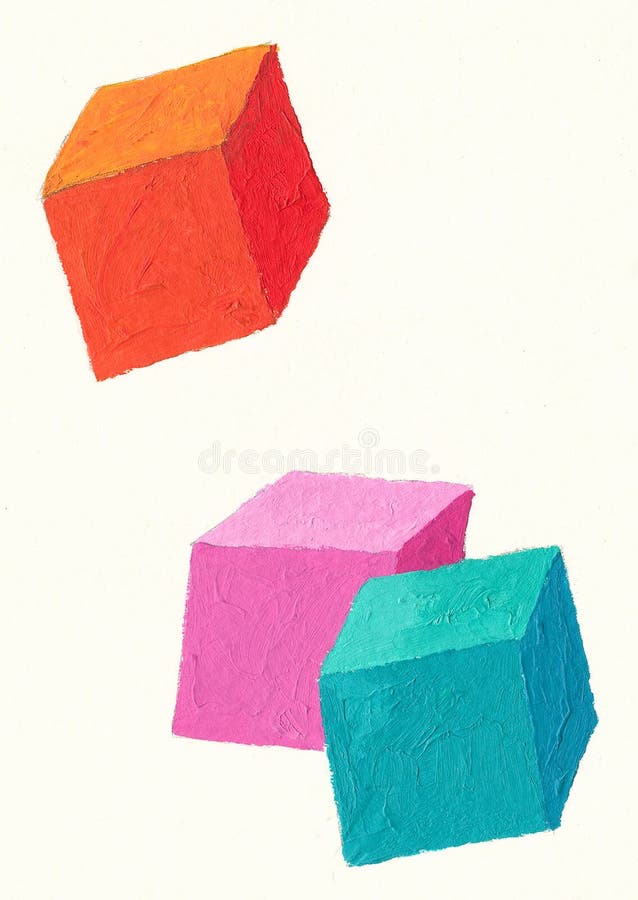Three colorful cubes stock illustration. Illustration of colorful ...
