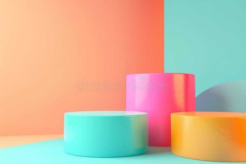 Three Colorful Cubes are Arranged in a Row on a Bright Orange ...