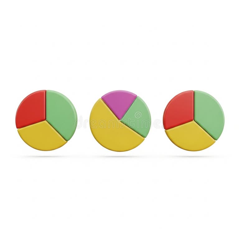 Colorful Three Segment Pie Chart Data Visualization Stock Illustrations ...