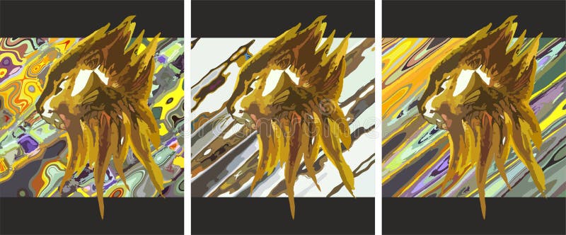 Three Colorful Diagonal Backgrounds with Lion Head Inside Stock Vector ...