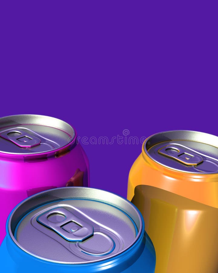 Three colorful drink cans stock illustration. Illustration of pull ...