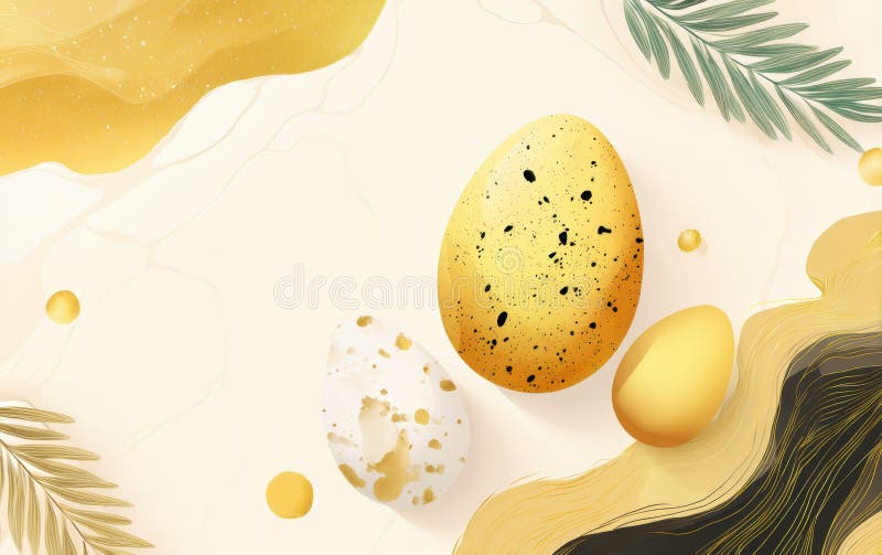 Three Colorful Eggs and One Gold Egg Rest on a Clean White Surface ...