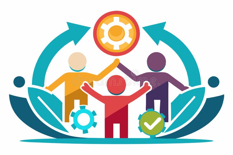 Three Colorful Figures Join Hands To Represent Teamwork and ...