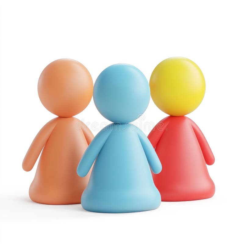 Three Colorful 3D Characters Standing Together, Teamwork Concept Stock ...
