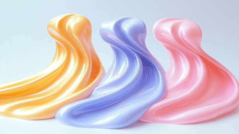 Three Colorful, Flowing Slime-like Substances in Pastel Shades on a ...